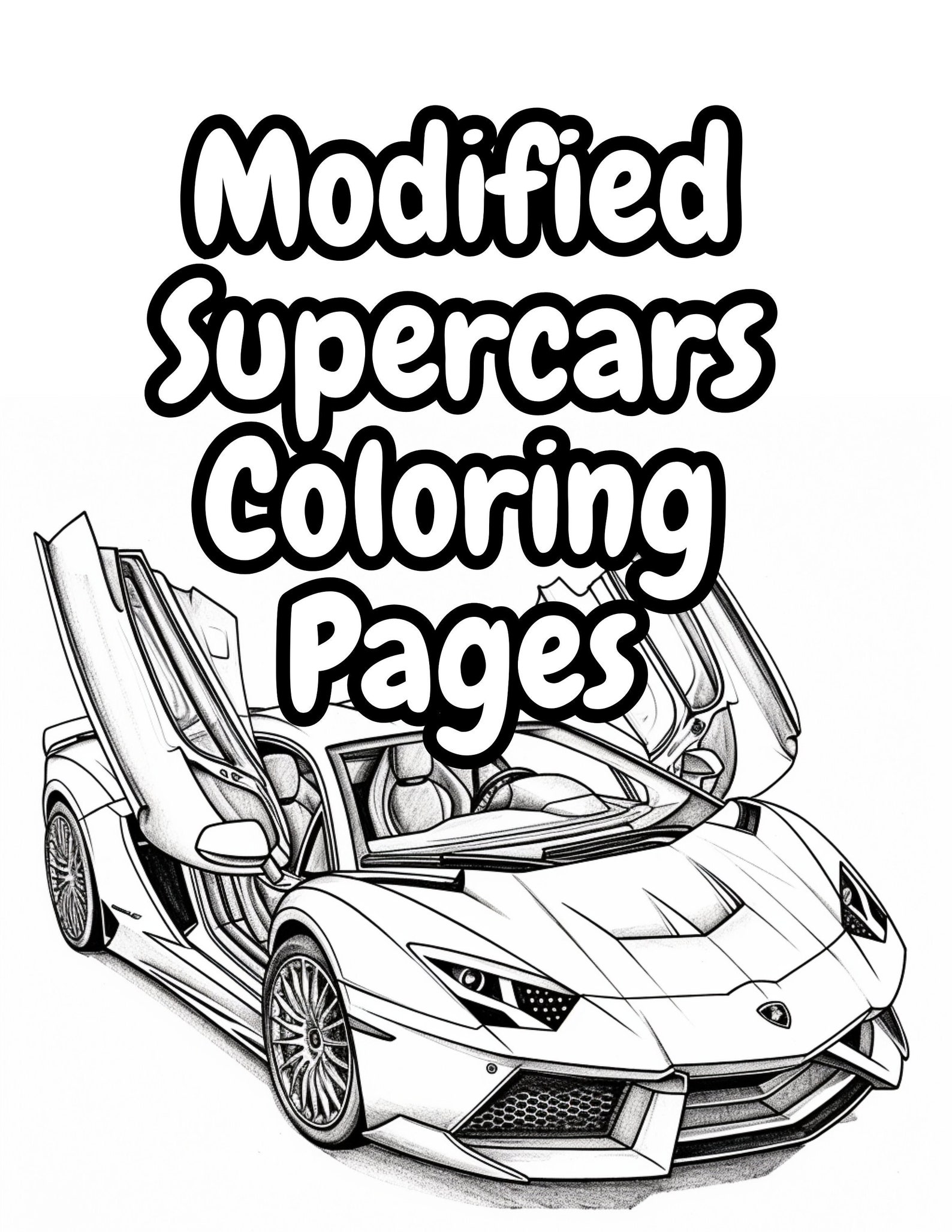 100 Modified Supercars Coloring Book Pages Bundle Instant Digital ...