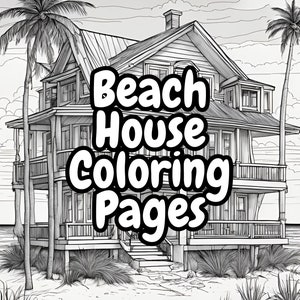 10 Beach House Coloring Book Pages Instant Digital Download Printable ...