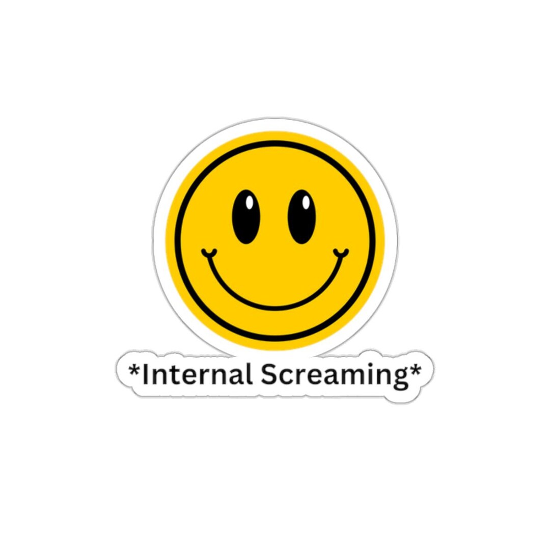 Internal Screaming Smiley Face Kiss-cut Stickers - Etsy