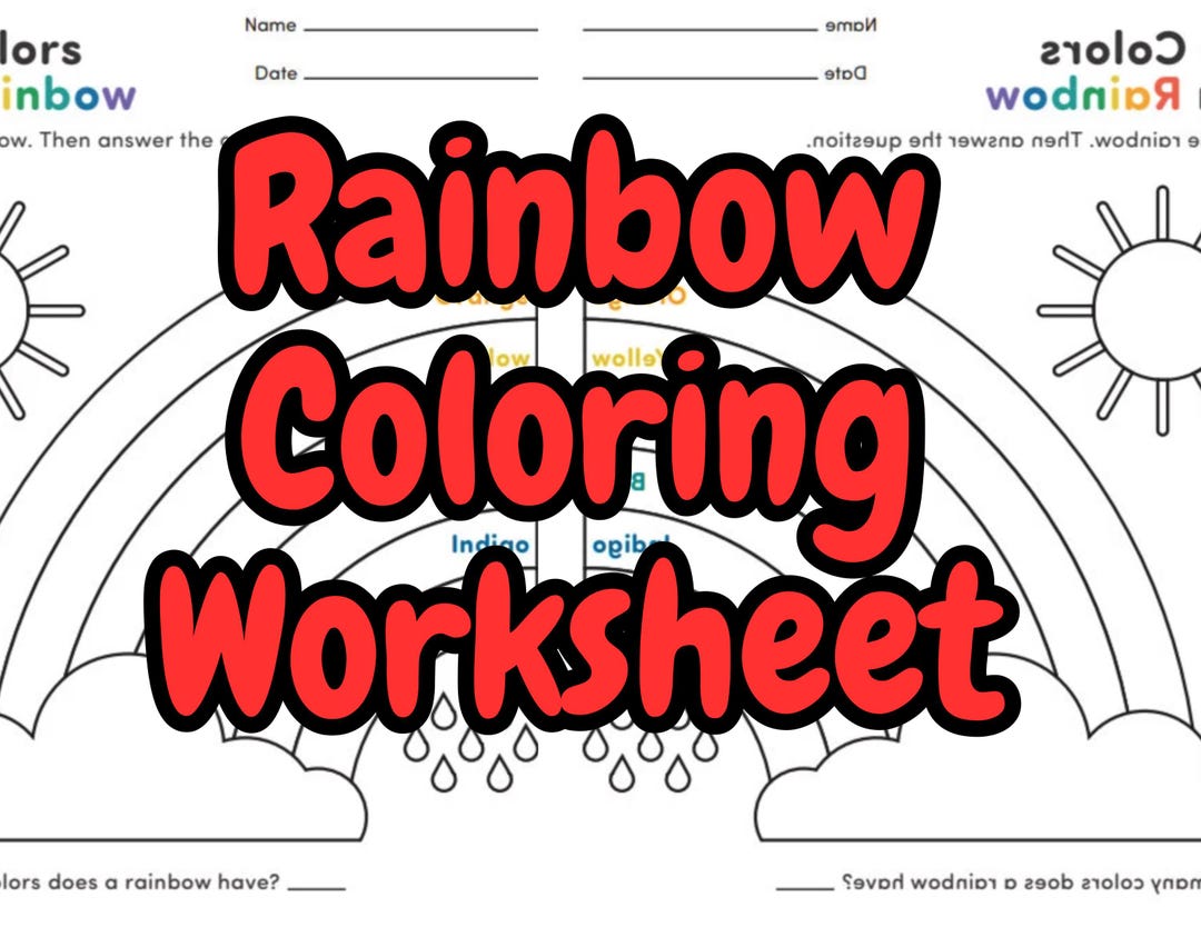 Rainbow Coloring Worksheet School Assignment Printable Instant Digital ...