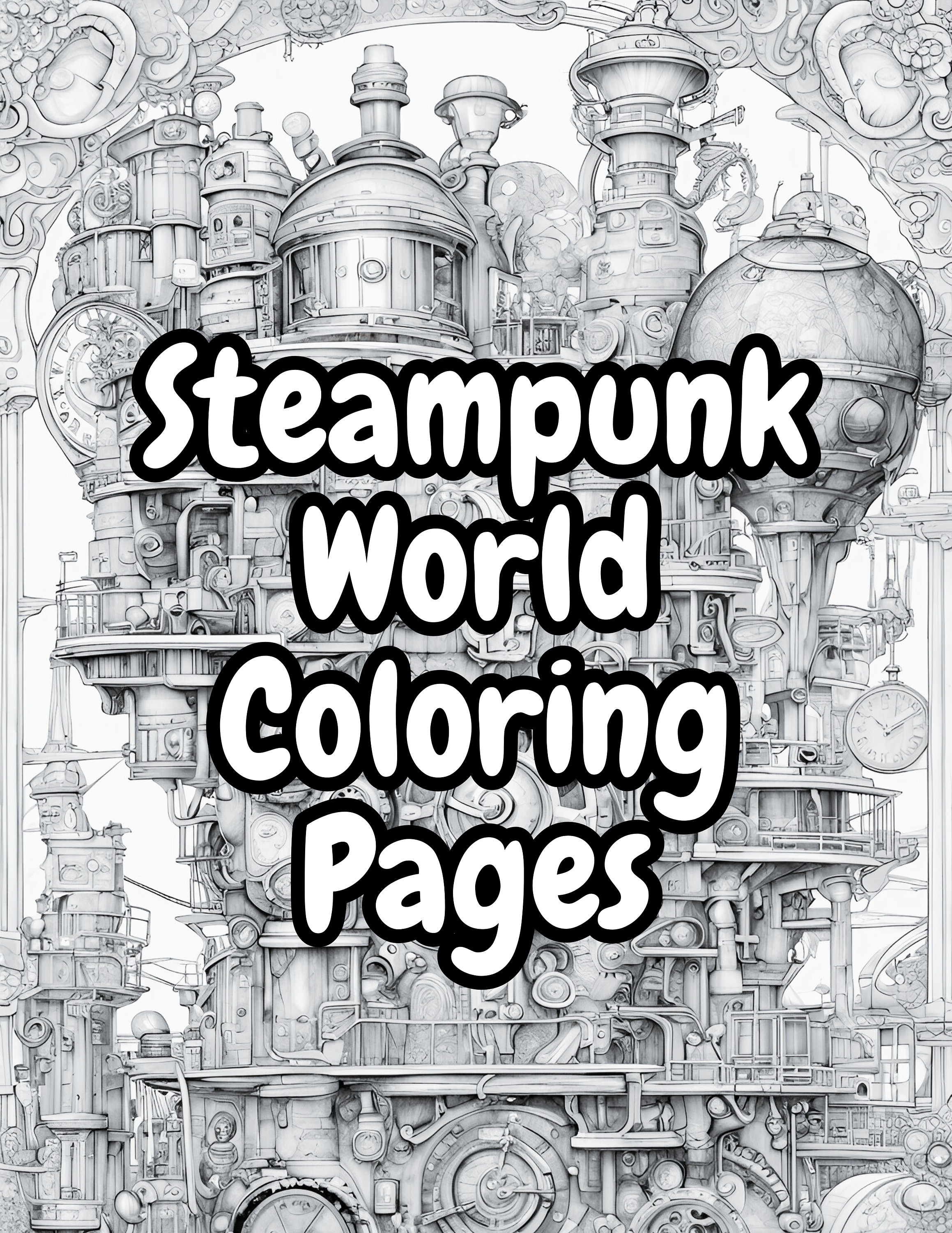 10 Steampunk World Coloring Book Pages Instant Digital Download ...