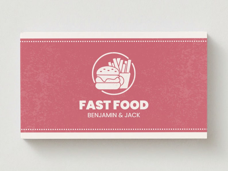 Fast Food Business Card Template, Editable, Double Sided, Digital ...