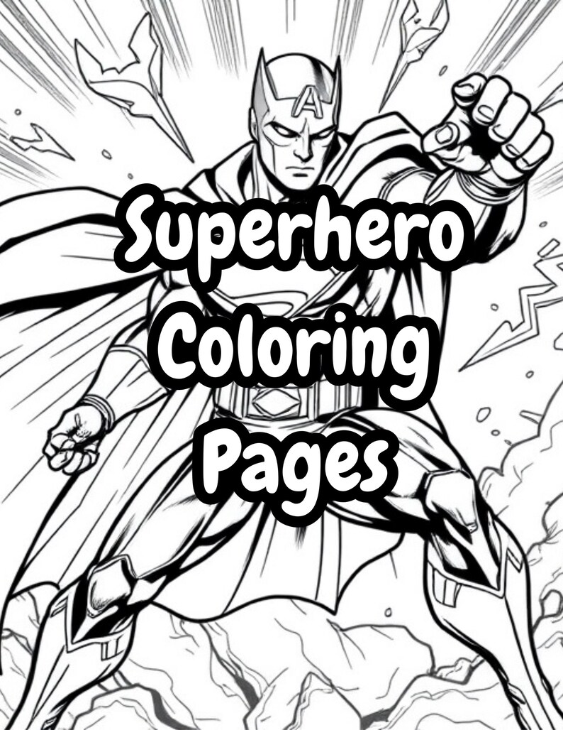 10 Superhero Kids Coloring Book Pages Instant Digital Download ...