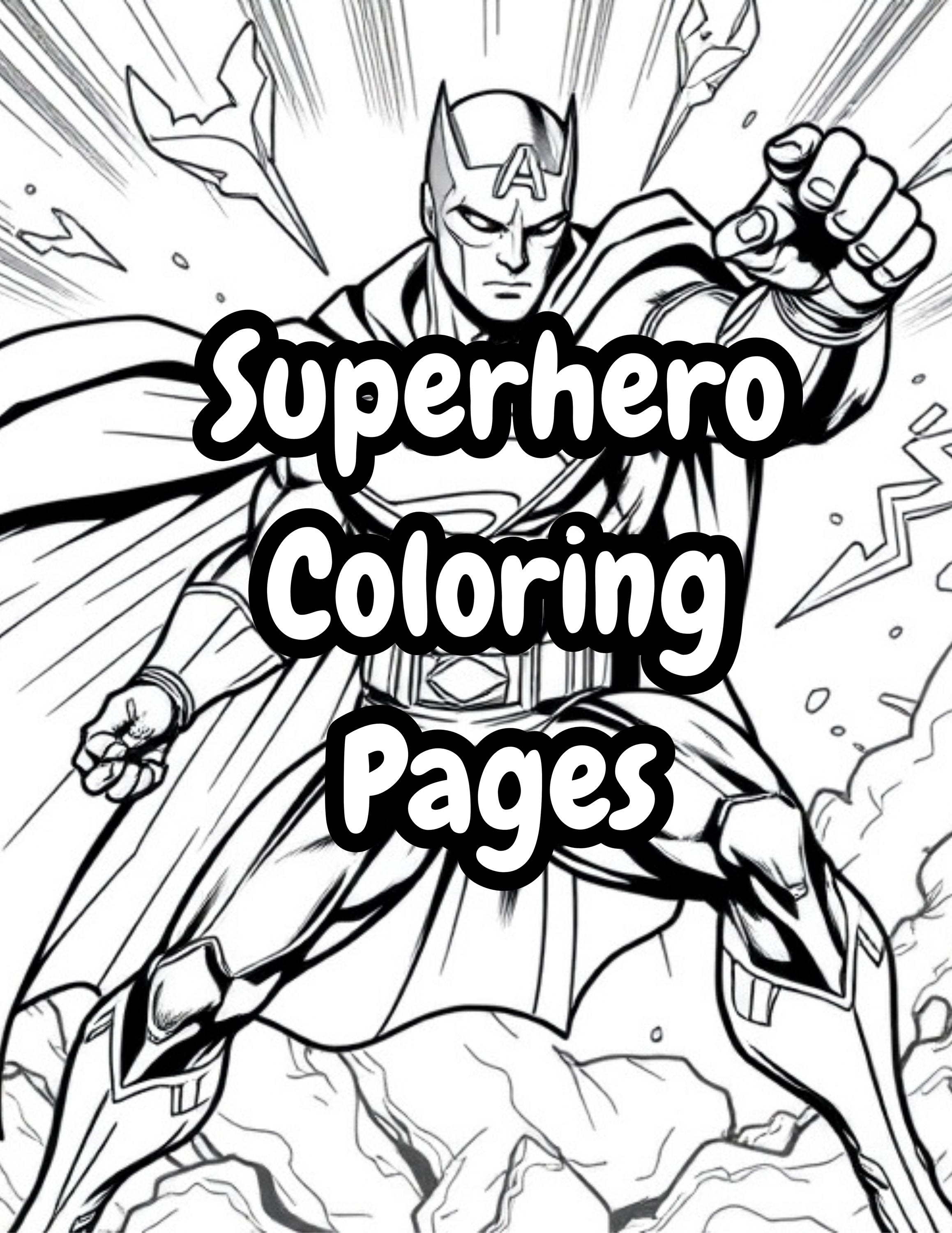 10 Superhero Kids Coloring Book Pages Instant Digital Download ...