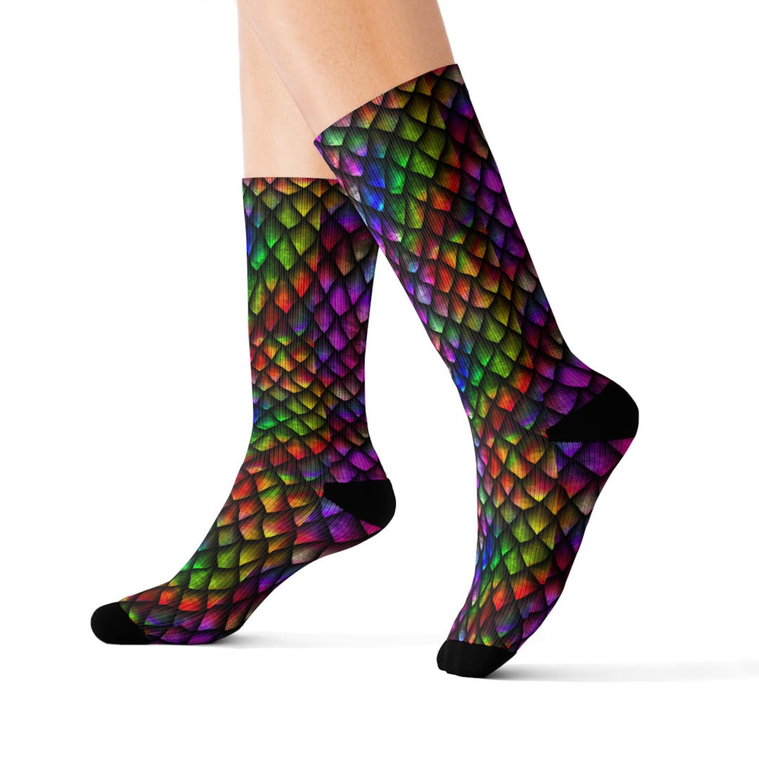 Rainbow Dragon Scales Sublimation Socks - Etsy