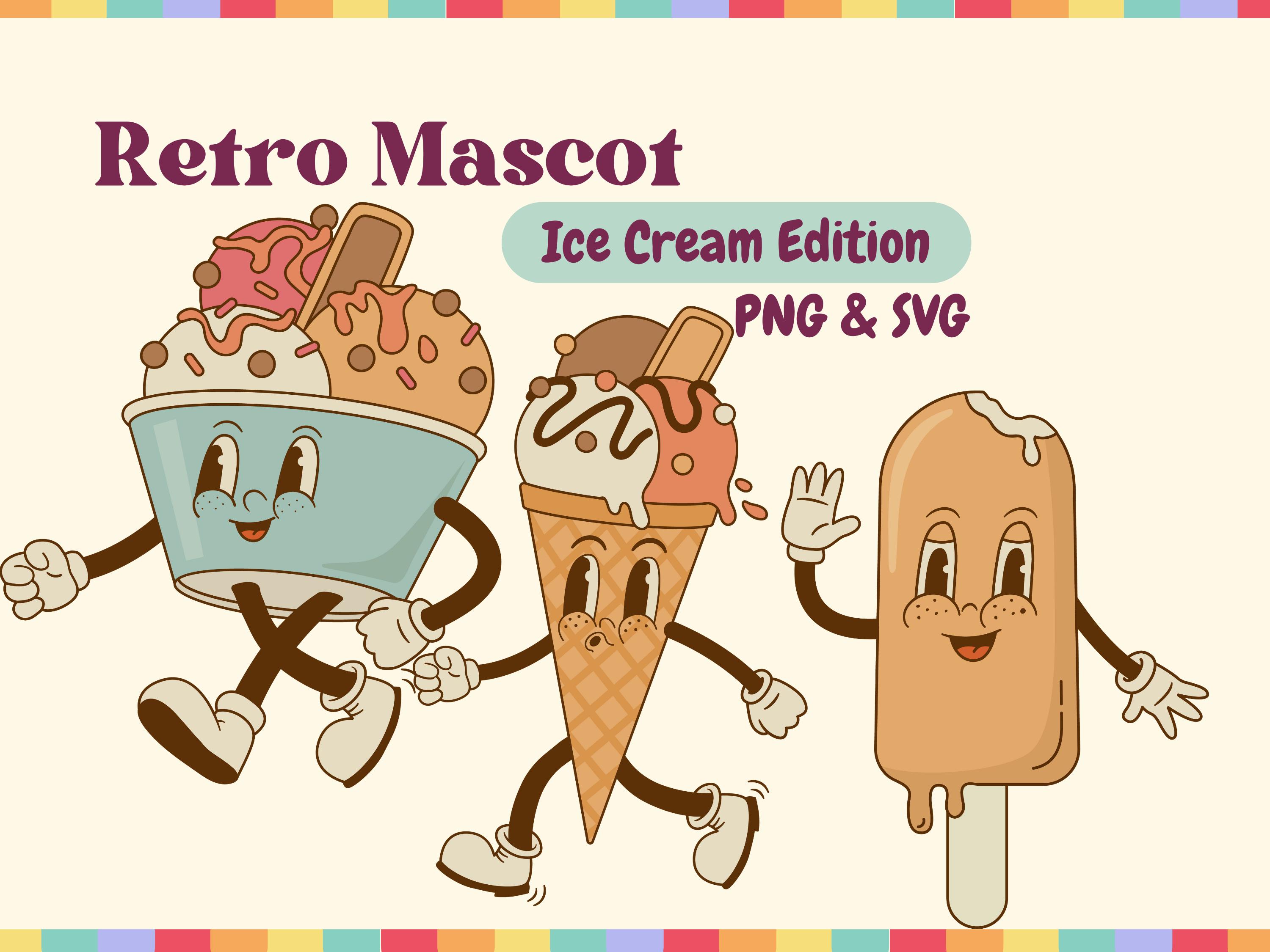 75 Retro Ice Cream Mascots PNG & SVG Bundle Graphic Digital Download ...