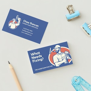 Handyman Business Card Template, Editable, Double Sided, Digital ...
