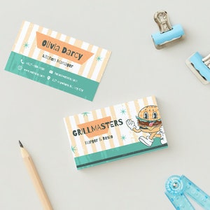 Burger Restaurant Business Card Template, Editable, Double Sided ...