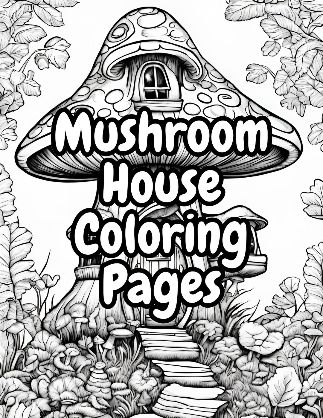 10 Mushroom House Coloring Book Pages Instant Digital Download ...