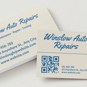 Auto Repair Shop Business Card Template, QR Code, Editable, Double ...