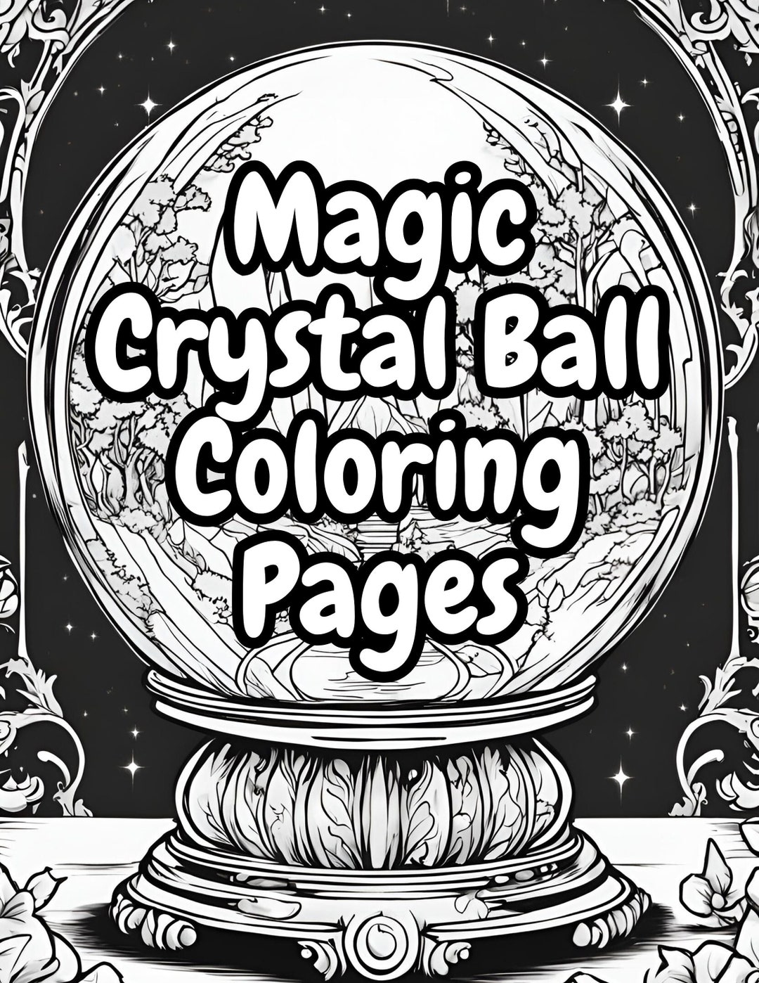 10 Magic Crystal Ball Coloring Book Pages Instant Digital Download ...