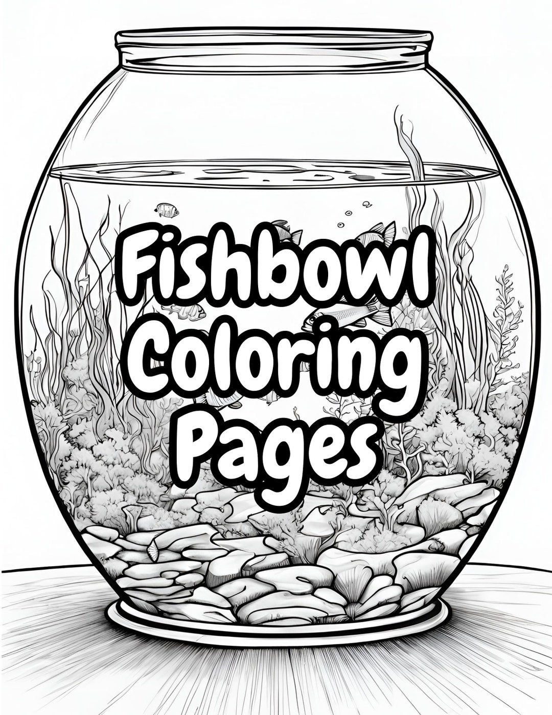 10 Fishbowl Tank Aquarium Coloring Book Pages Instant Digital Download ...