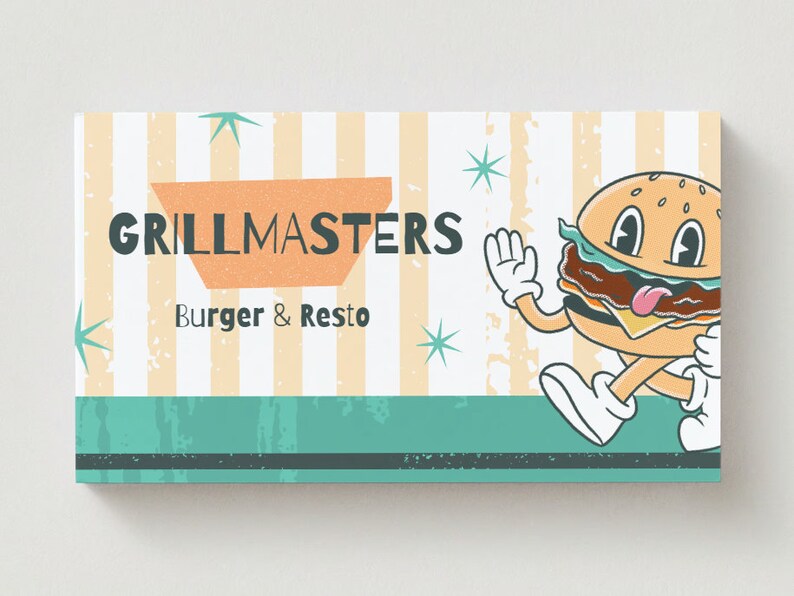 Burger Restaurant Business Card Template, Editable, Double Sided ...