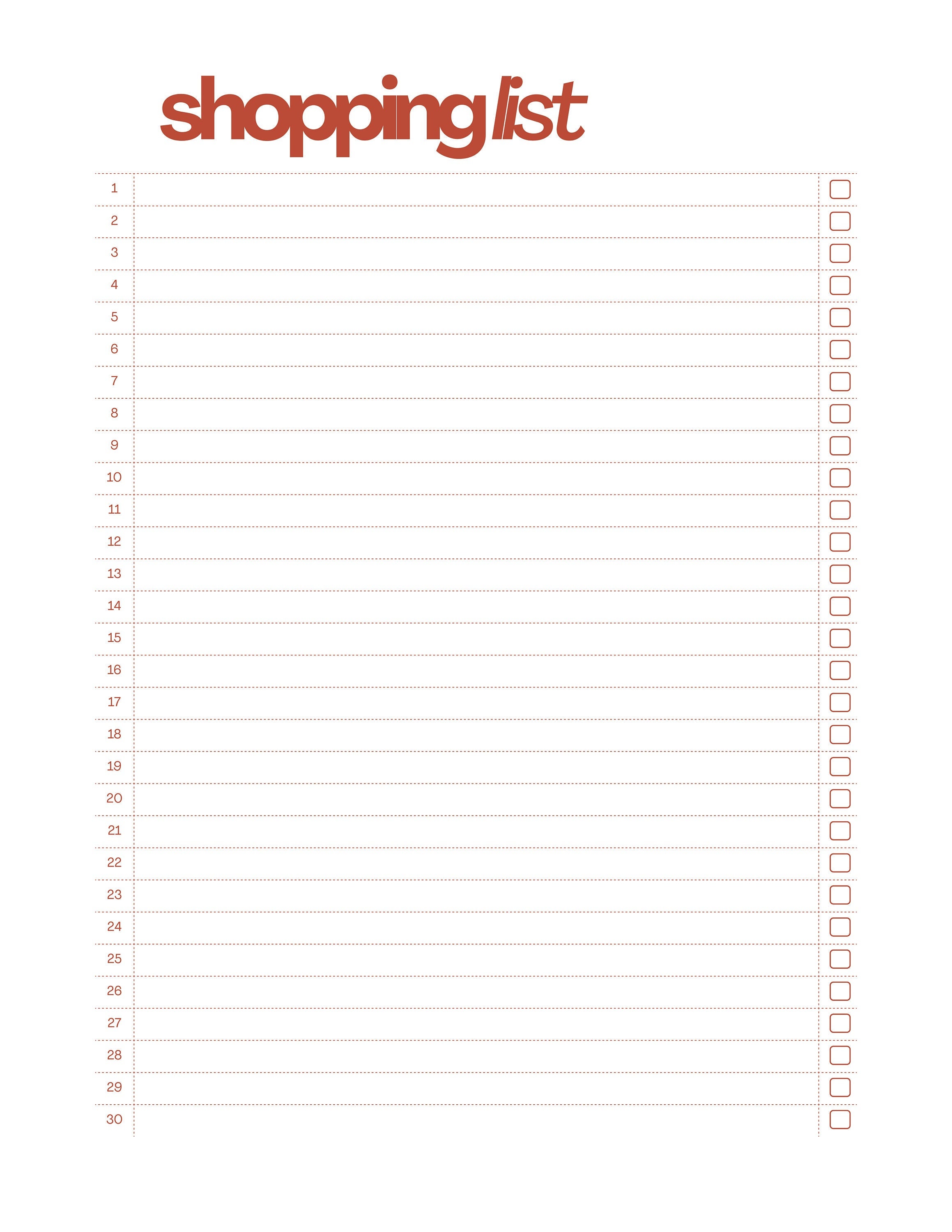 Shopping List Printable Instant Digital Download PDF - Etsy