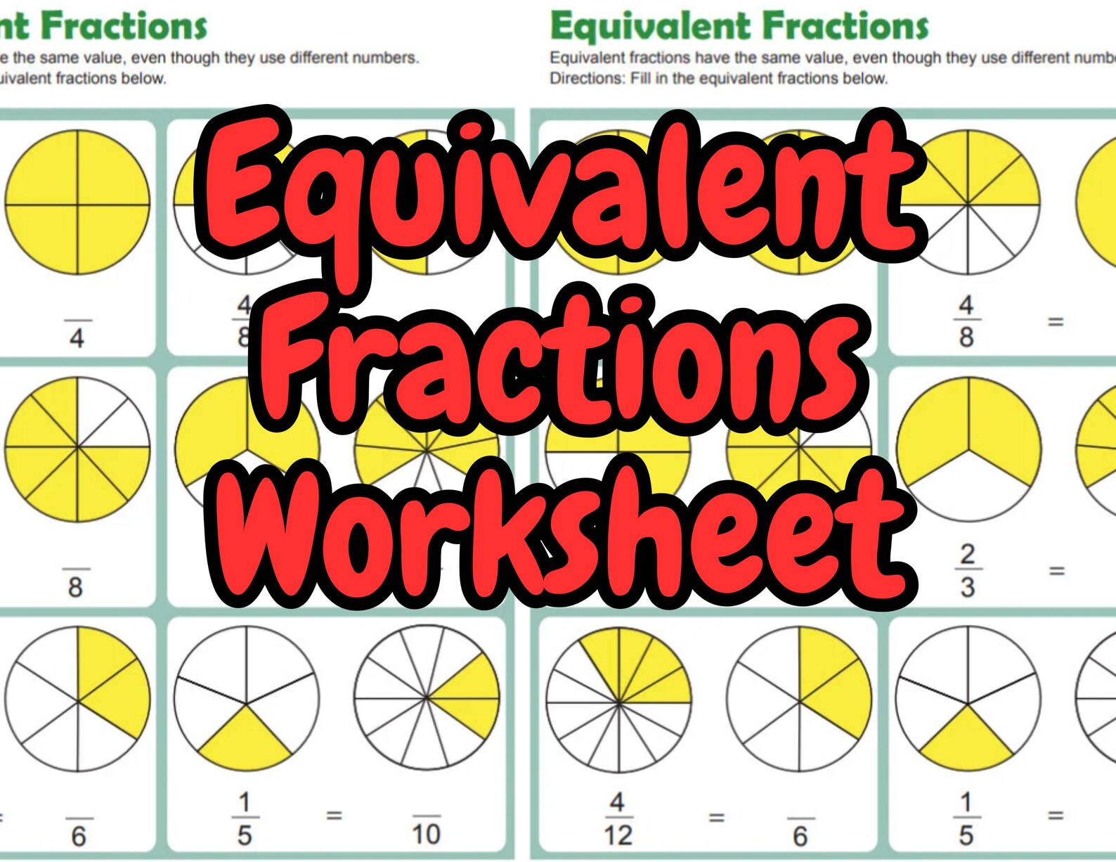 Equivalent Fractions Worksheet School Assignments Printable Instant ...