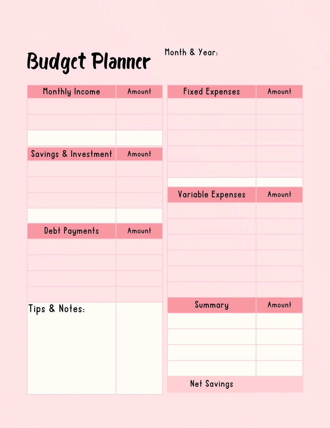 Budget Planner Printable Instant Digital Download PDF - Etsy