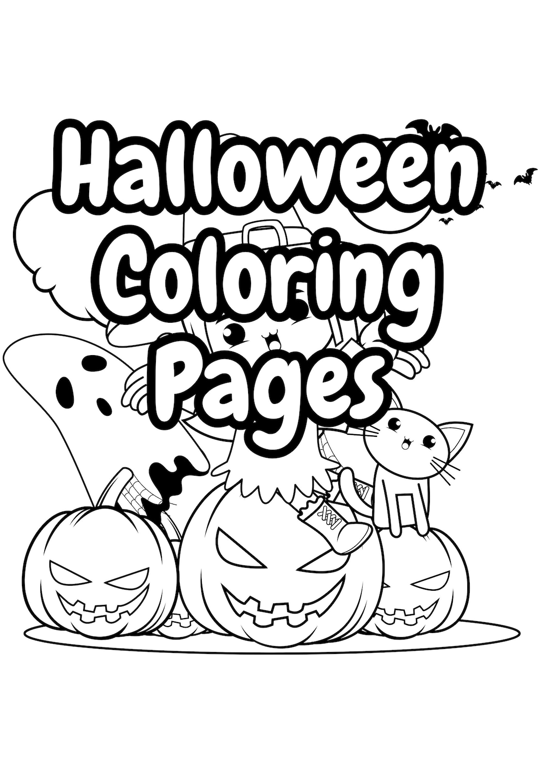 10 Halloween Kids Coloring Book Pages Instant Digital Download ...