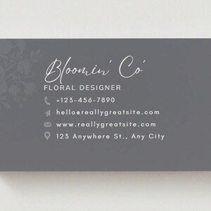 Elegant Florist Business Card Template, Editable Double Sided, Digital ...