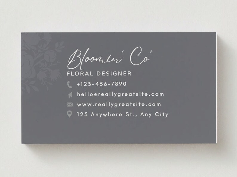 Elegant Florist Business Card Template, Editable Double Sided, Digital ...