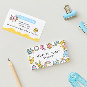 Nursery Daycare Business Card Template, Editable, Double Sided, Digital ...