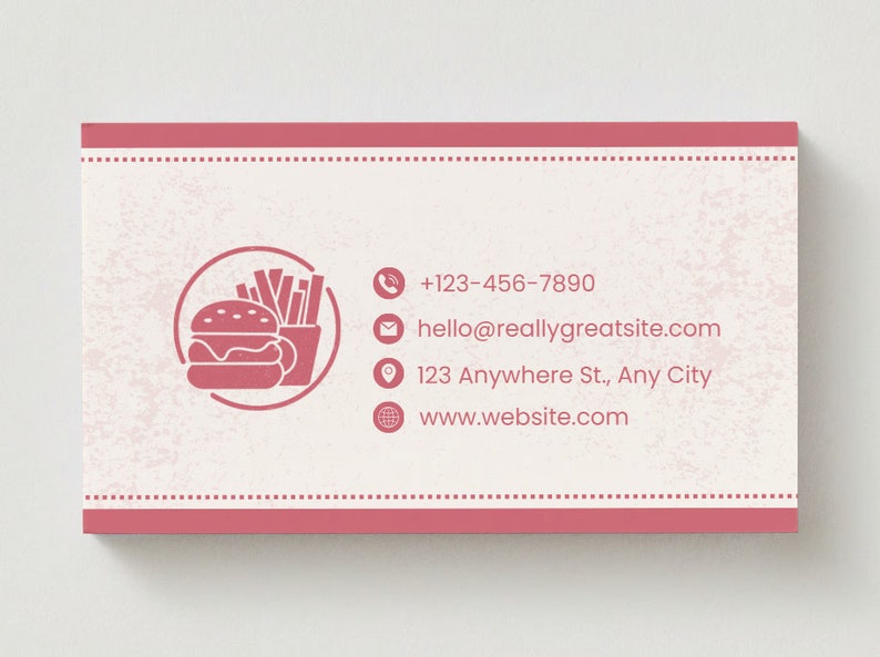 Fast Food Business Card Template, Editable, Double Sided, Digital ...