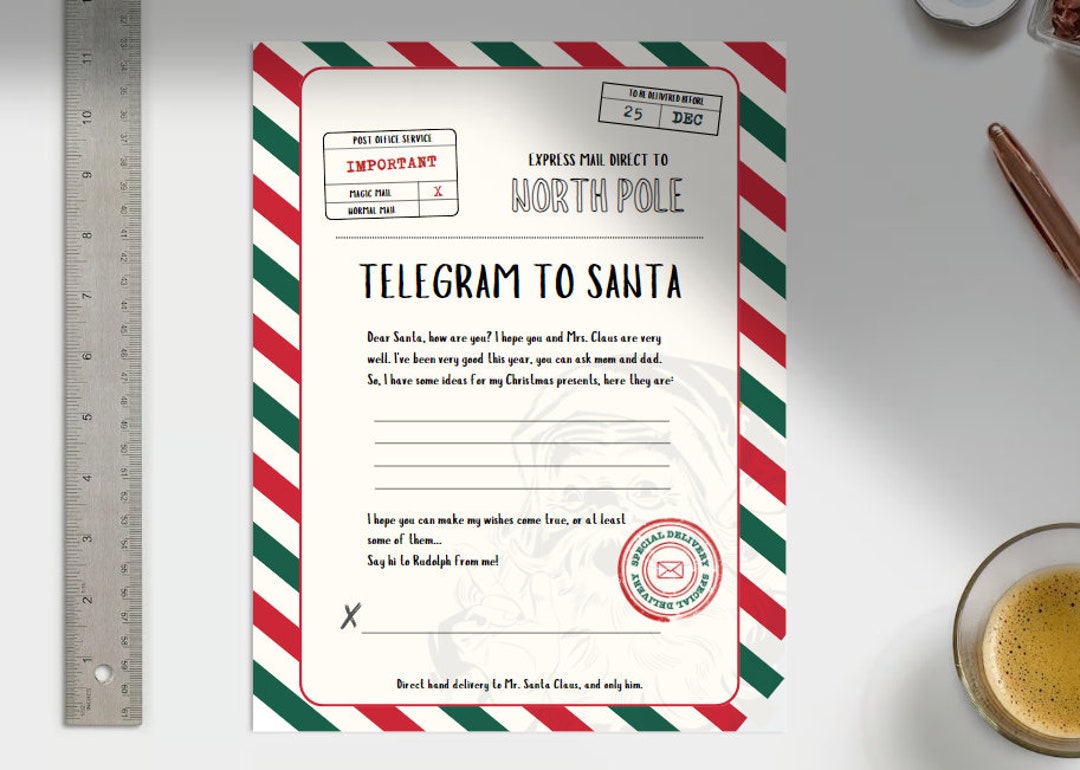 Kids Letter to Santa Claus Printable Digital Download Template Design ...