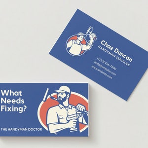 Handyman Business Card Template, Editable, Double Sided, Digital ...