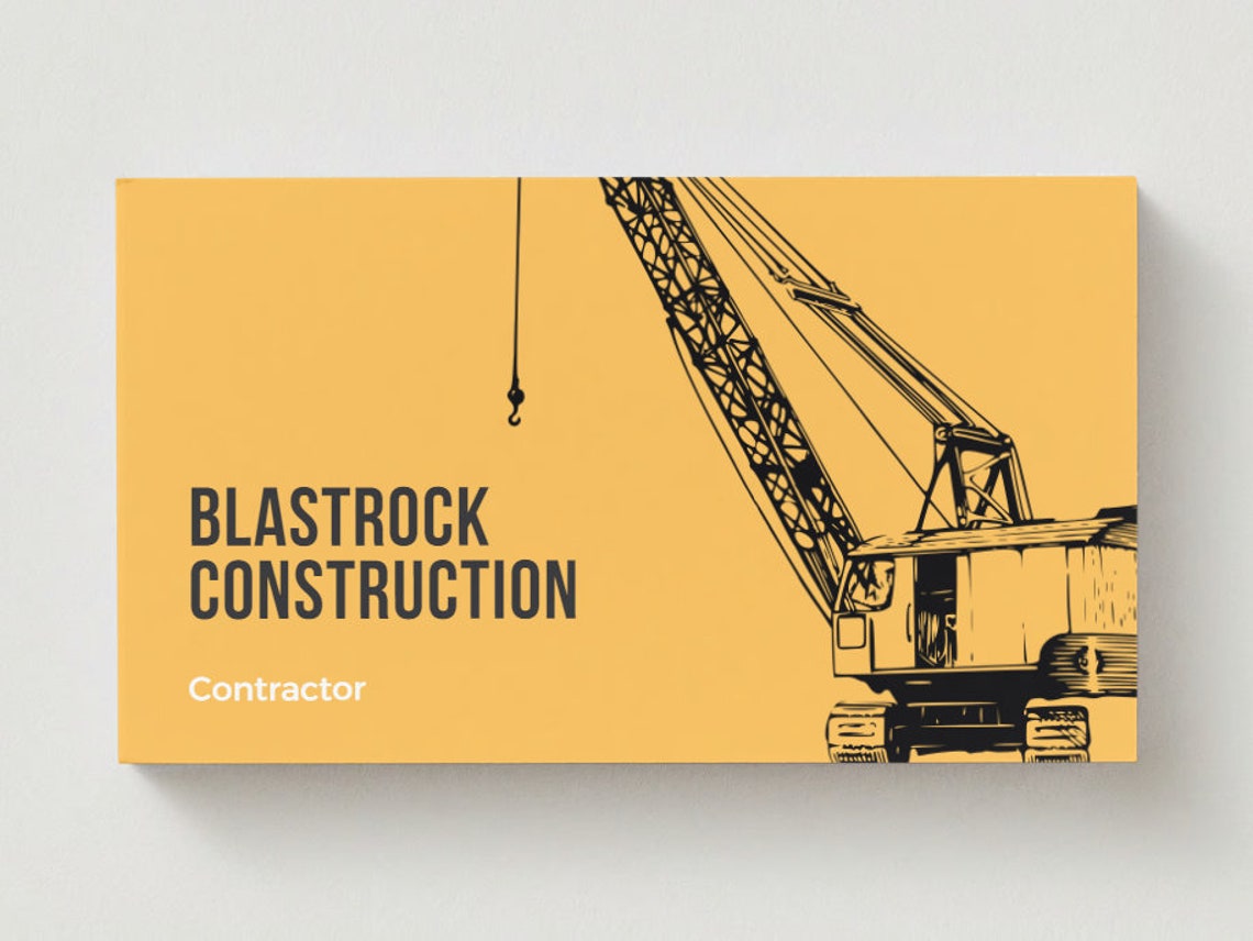 Construction Business Card Template, Editable Double Sided, Digital ...