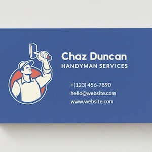 Handyman Business Card Template, Editable, Double Sided, Digital ...
