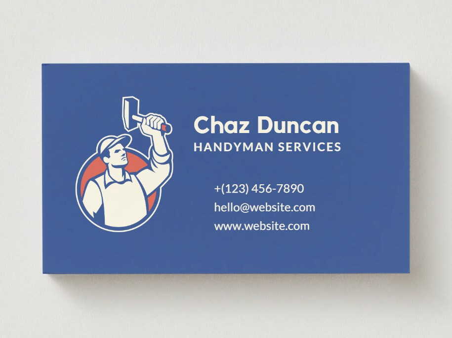 Handyman Business Card Template, Editable, Double Sided, Digital ...