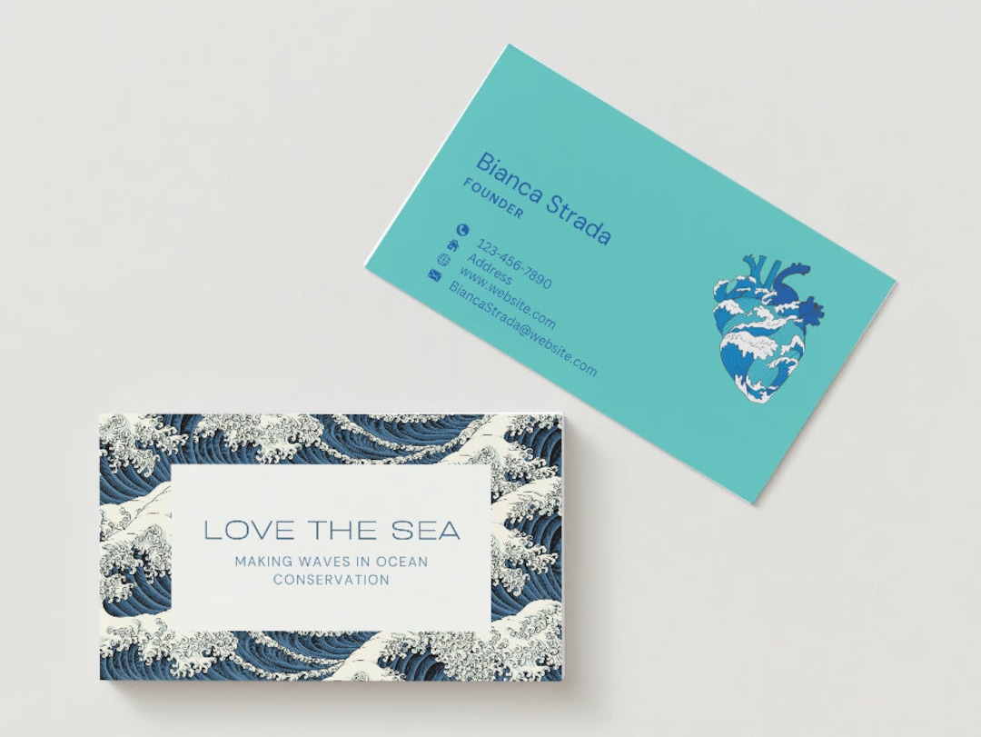 Ocean Business Card Template, Editable, Double Sided, Digital Download ...