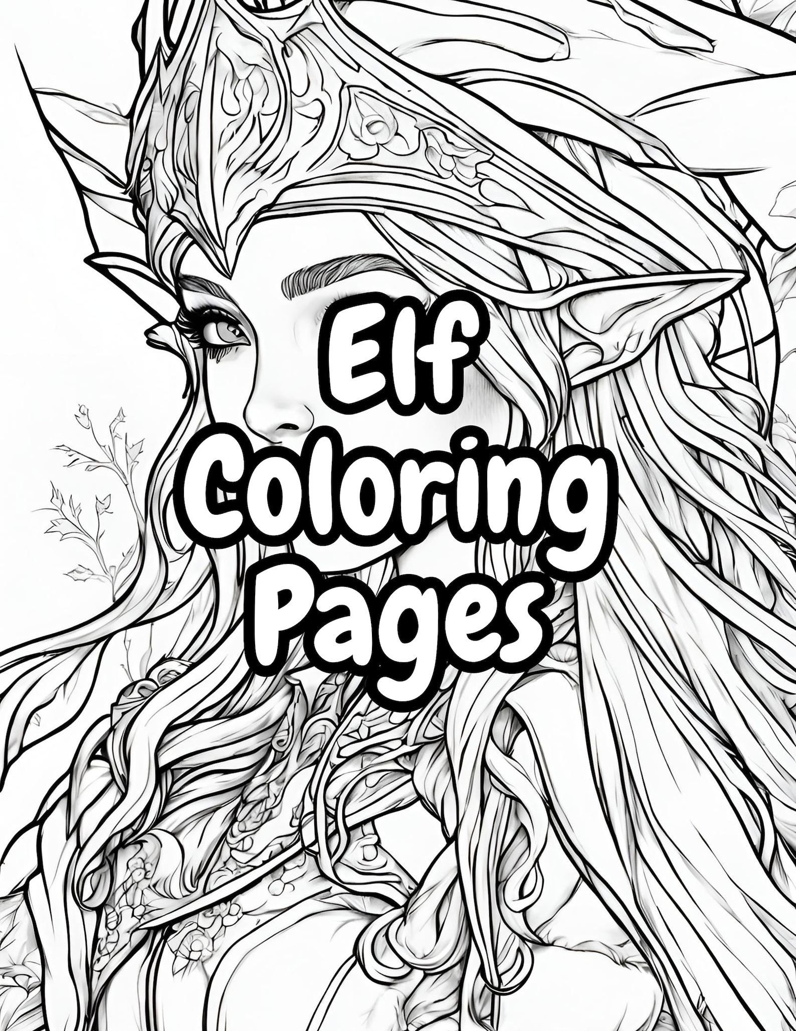 10 Fantasy Elf Druid Coloring Book Pages Instant Digital Download ...