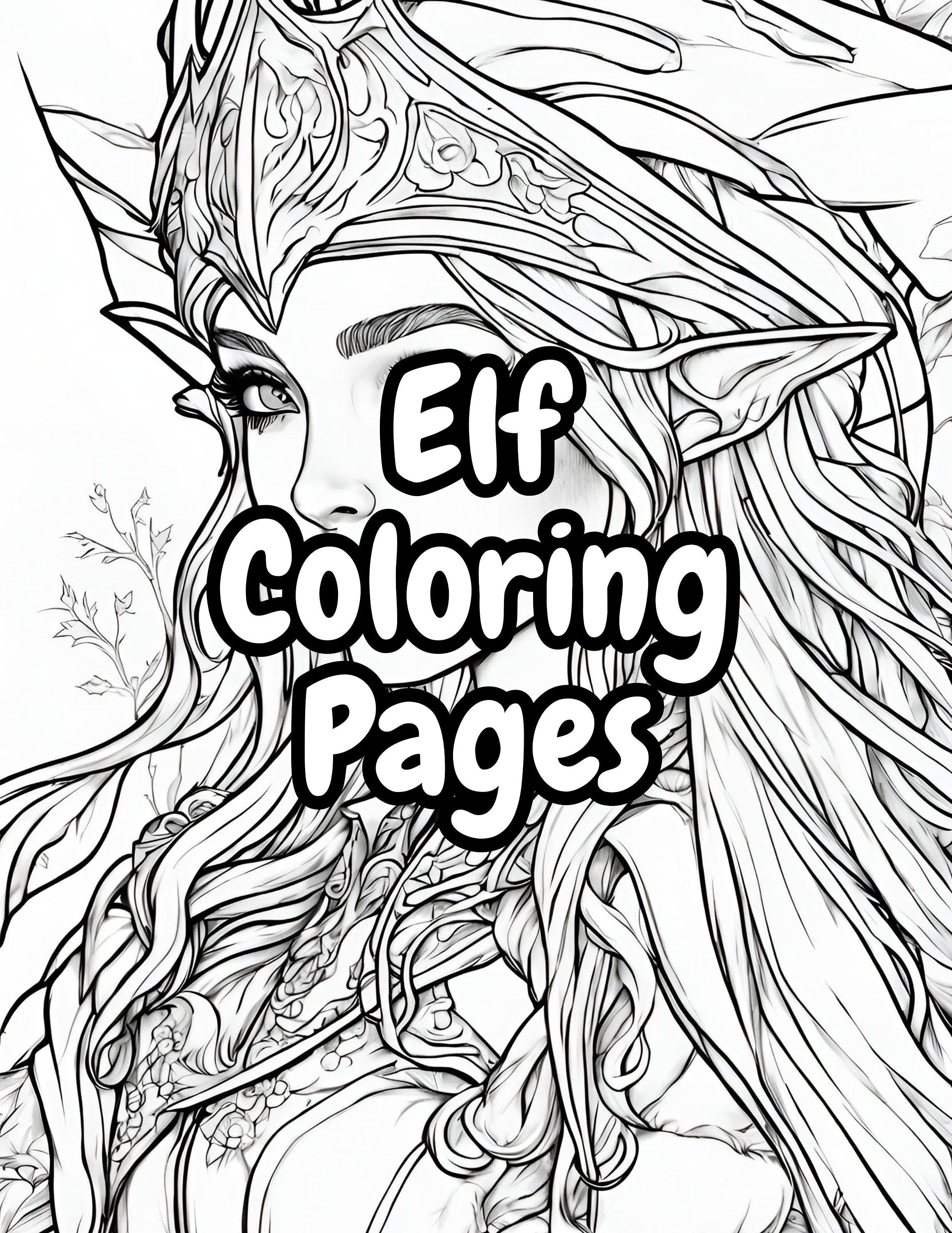 10 Fantasy Elf Druid Coloring Book Pages Instant Digital Download ...