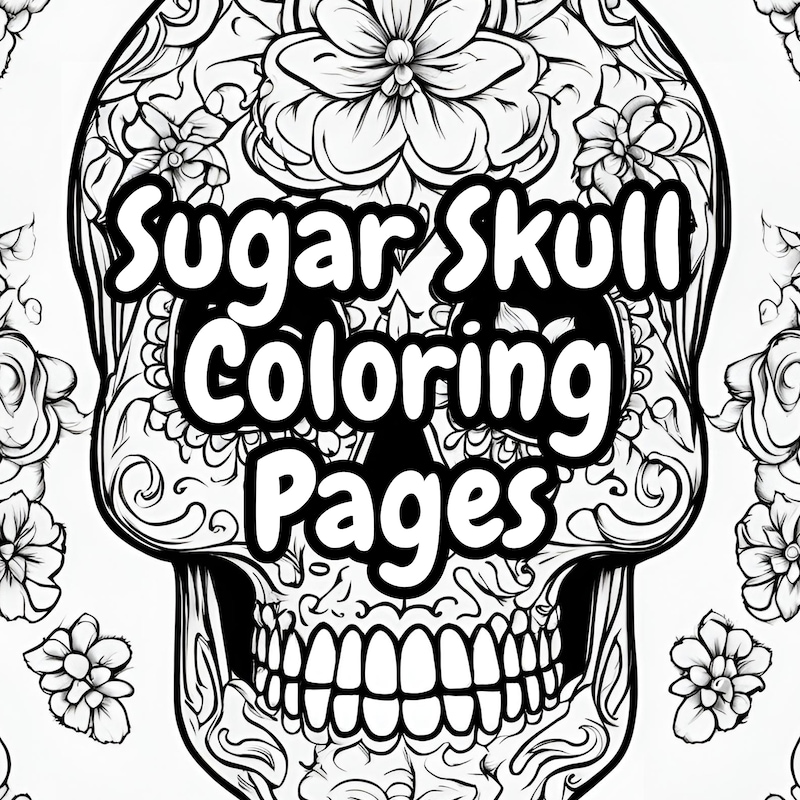 Printable Sugar Skull Coloring Pages - Etsy
