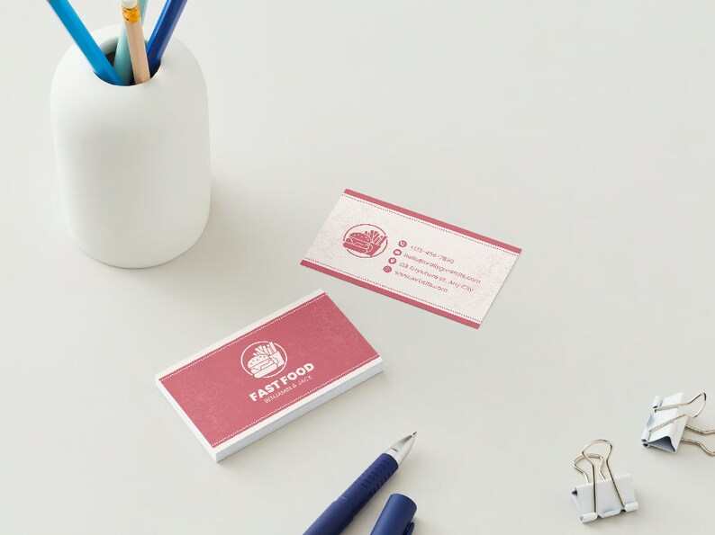 Fast Food Business Card Template, Editable, Double Sided, Digital ...