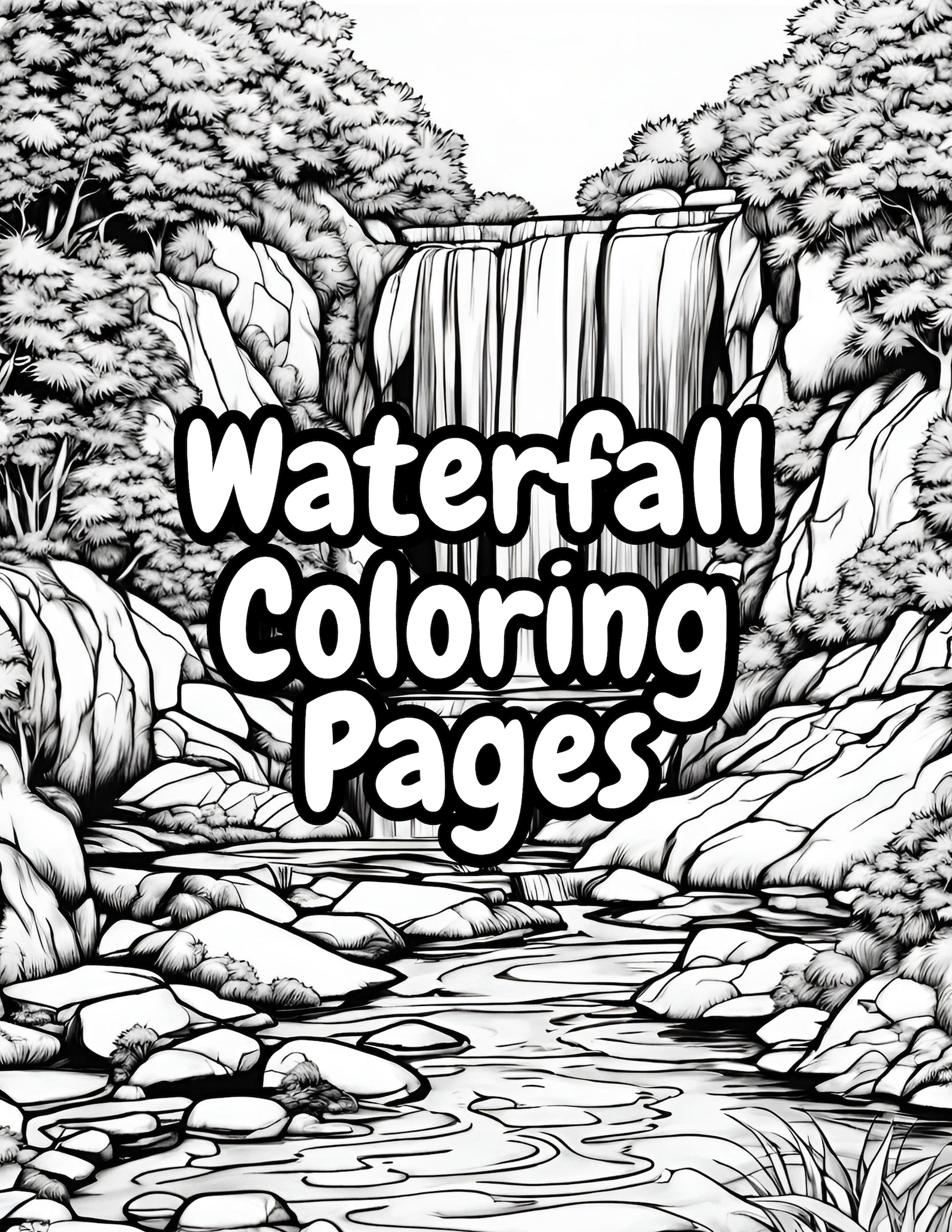 10 Waterfall Coloring Book Pages Instant Digital Download Printable ...