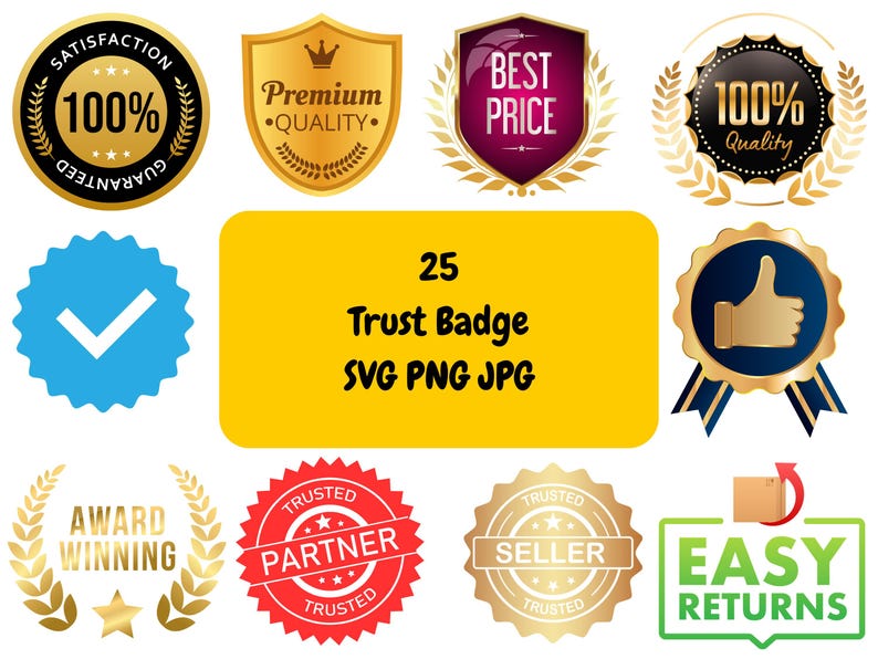 25 Trust Badge PNG & SVG Bundle Graphic Digital Download Image ...