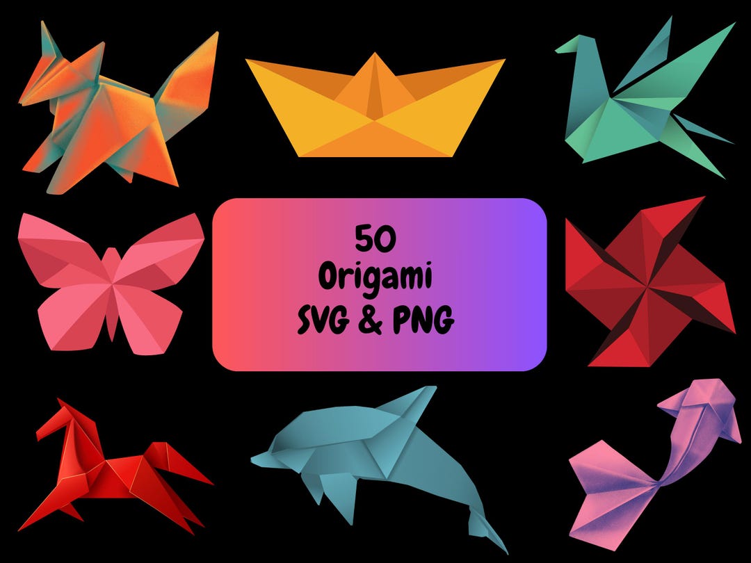 50 Origami PNG & SVG Bundle Graphic Digital Download Image Transparent ...