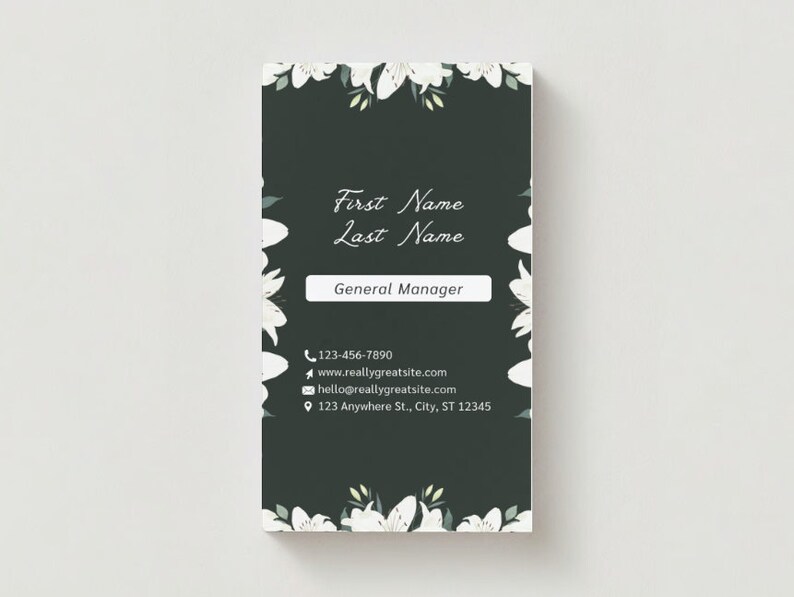 Florist Business Card Template, Editable Double Sided, Digital Download ...
