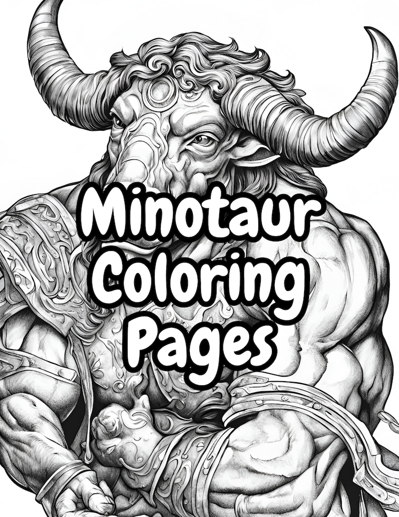 10 Minotaur Coloring Book Pages Instant Digital Download Printable - Etsy