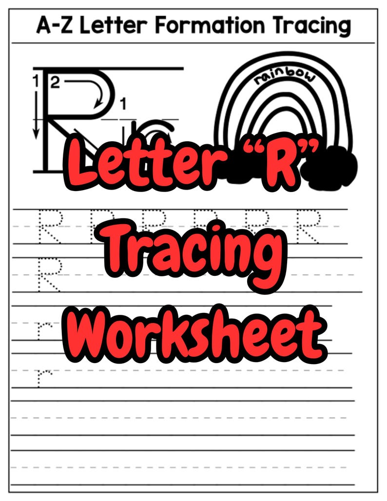 R Letter Tracing Handwriting Worksheets School Assignments Printable ...