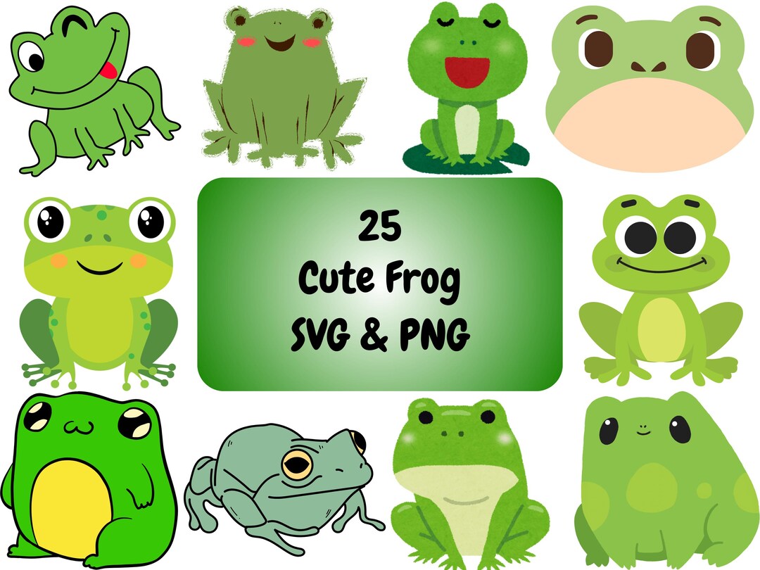 25 Cute Frog PNG & SVG Bundle Graphic Digital Download Image ...