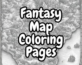 55 Fantasy Map Coloring Pages Adult and Kids Coloring Book, Fantasy ...