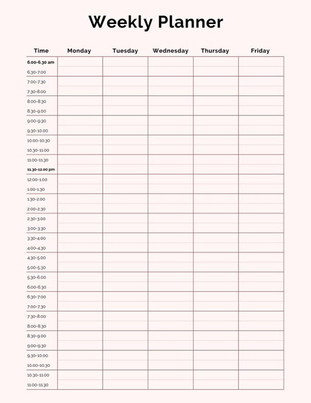 Undated Weekly Planner Agenda Daily Organizer Printable Digital ...
