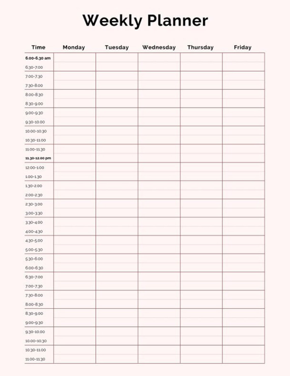 Undated Weekly Planner Agenda Daily Organizer Printable Digital ...