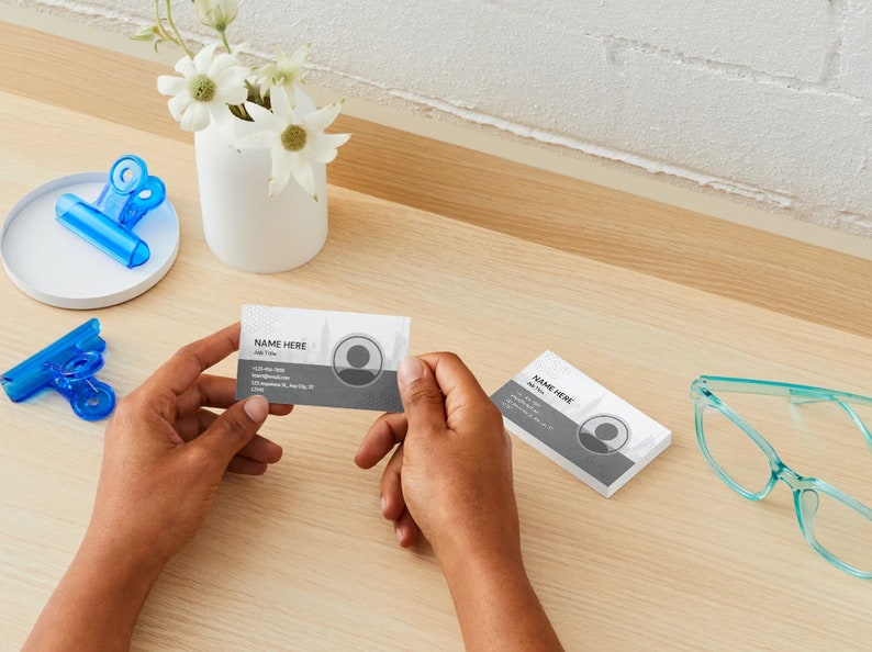 Business Card Template With Photo, Logo, Contact Info, Diy Editable ...
