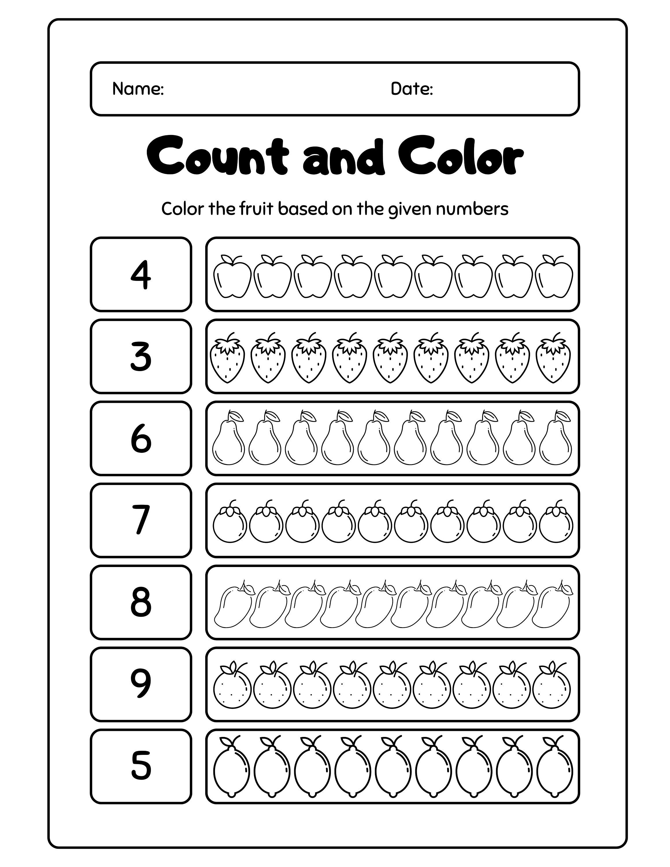 Count and Color School Assignment Printable Instant Digital Download ...