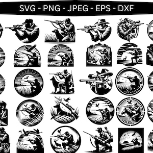 30 Hunter Hunting Silhouette PNG & SVG Bundle Graphic Digital Download ...