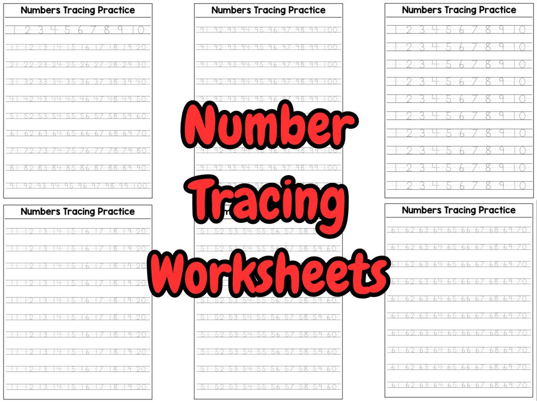 1-100 Handwriting Number Tracing Worksheets Bundle School Assignments ...