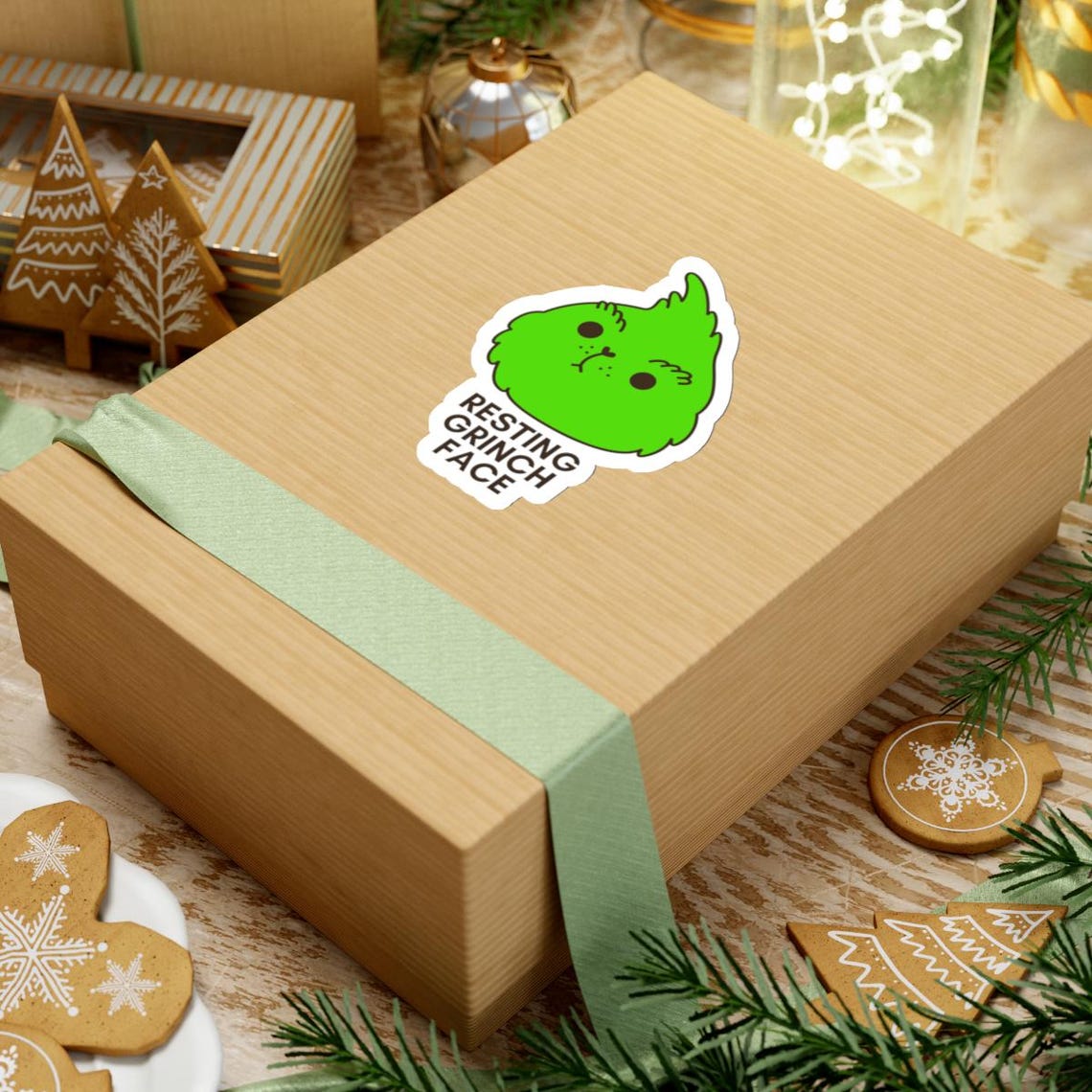 Resting Grinch Face Kiss-cut Stickers - Etsy